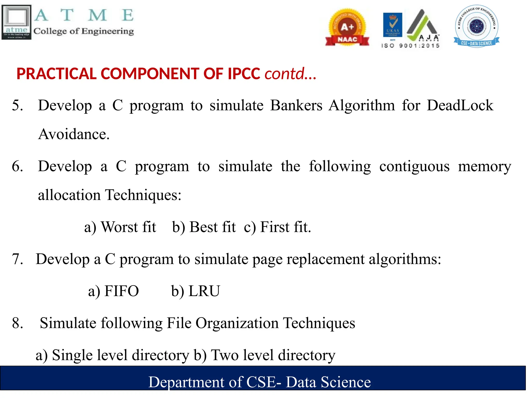 Operating systems Lab program: to develop C program to implement ...