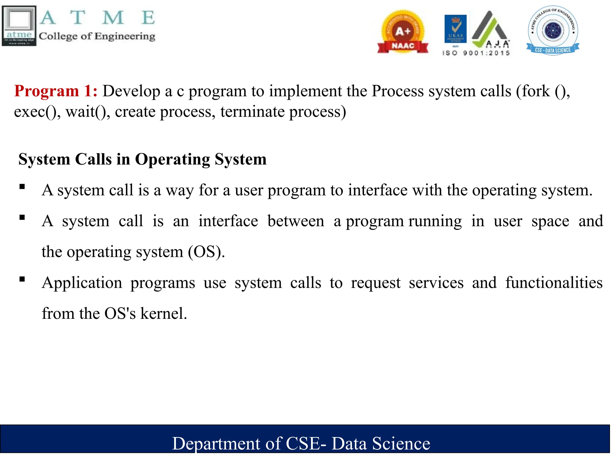 Operating systems Lab program: to develop C program to implement process management system calls ...