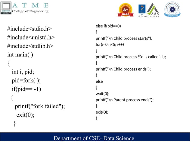 Operating systems Lab program: to develop C program to implement process management system calls ...