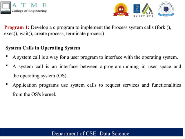 Operating systems Lab program: to develop C program to implement process management system calls ...