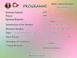 program for seminar in teenage pregancy.pptx | Pregnancy | Reproductive Health