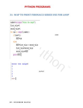 program-in-python-by-keshwam(1).pdf gggg | PDF