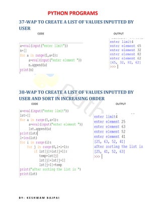 program-in-python-by-keshwam(1).pdf gggg | PDF