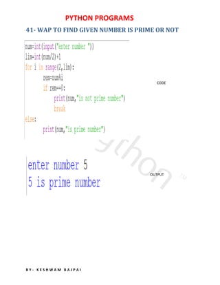 program-in-python-by-keshwam(1).pdf gggg | PDF