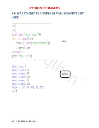 program-in-python-by-keshwam(1).pdf gggg | PDF