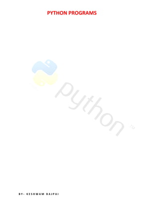 program-in-python-by-keshwam(1).pdf gggg | PDF