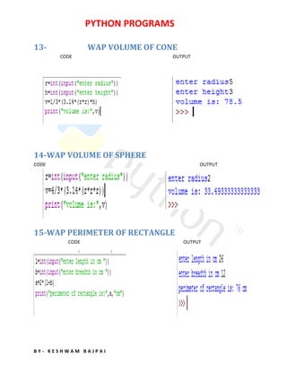 program-in-python-by-keshwam(1).pdf gggg | PDF