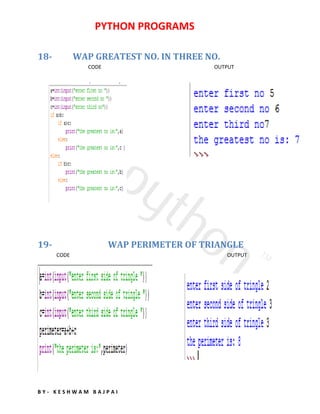 program-in-python-by-keshwam(1).pdf gggg | PDF