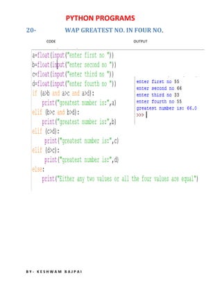 program-in-python-by-keshwam(1).pdf gggg | PDF