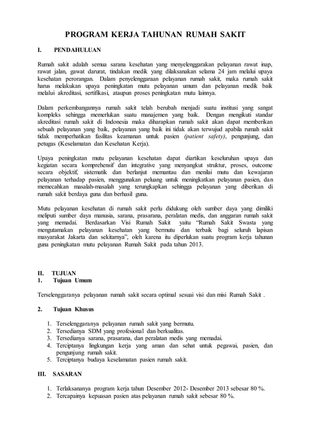 Program kerja-tahunan-rumah-sakit | DOCX