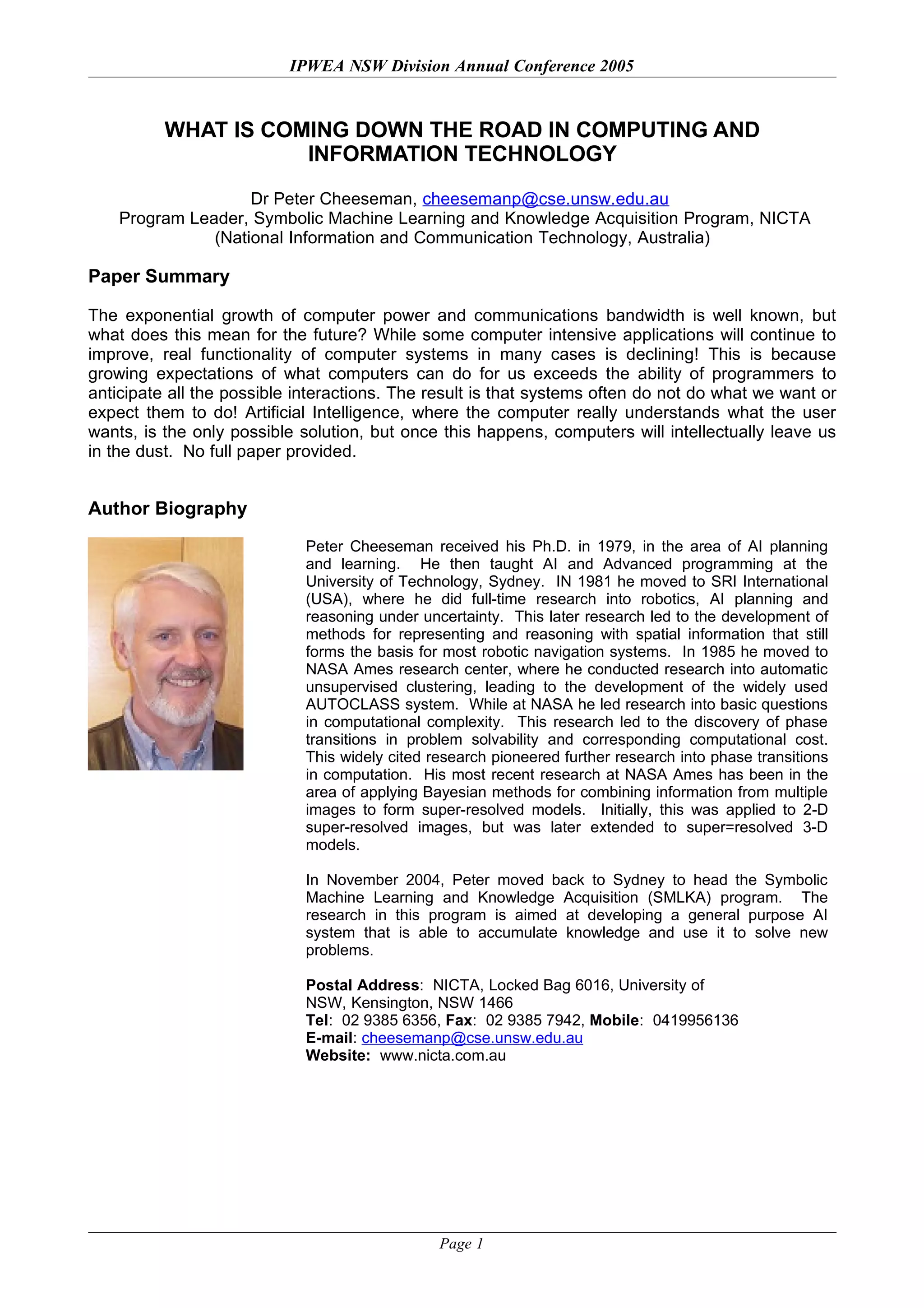 Program Leader, Symbolic Machine Learning and Knowledge ... | PDF