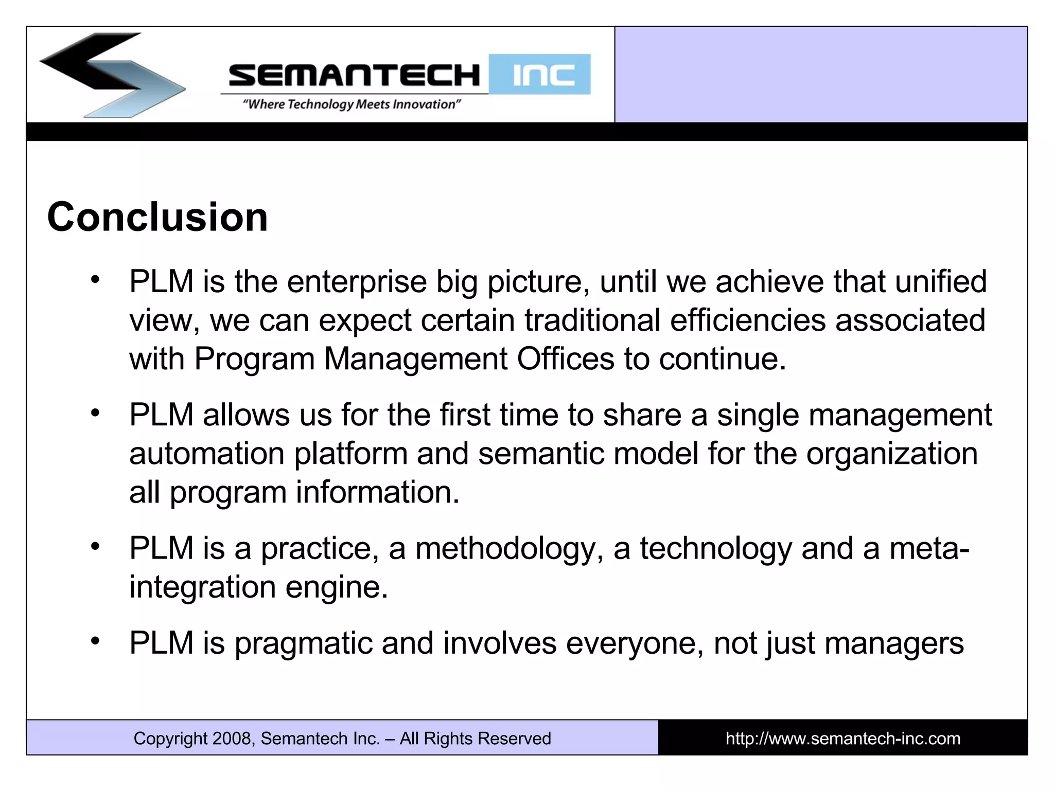 Program Lifecycle Management - The New PLM | PPT