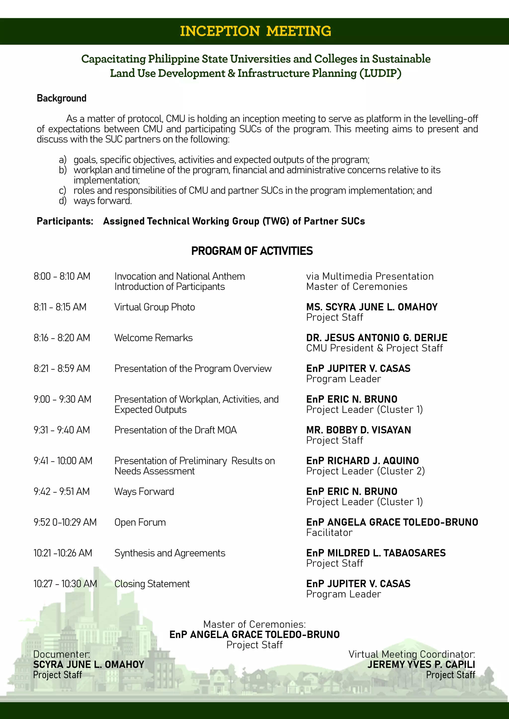 Program v2 cludip-inception-meeting-with-twg | PDF