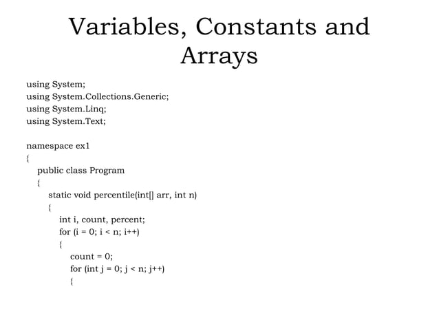 PROGRAMMING USING C# .NET - SARASWATHI RAMALINGAM | PPT PROGRAMMING USING C# .NET - SARASWATHI RAMALINGAM | PPT