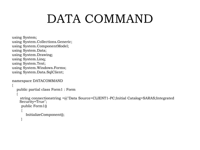 PROGRAMMING USING C# .NET - SARASWATHI RAMALINGAM | PPT
