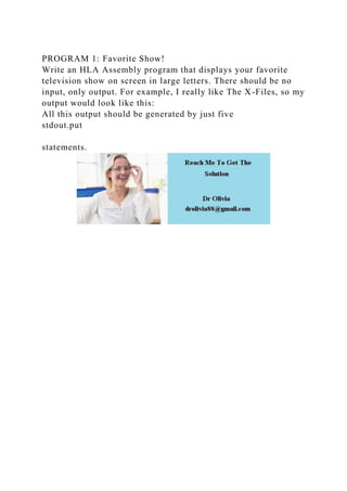 HLA Assembly Program Displays Favorite TV Show | PDF