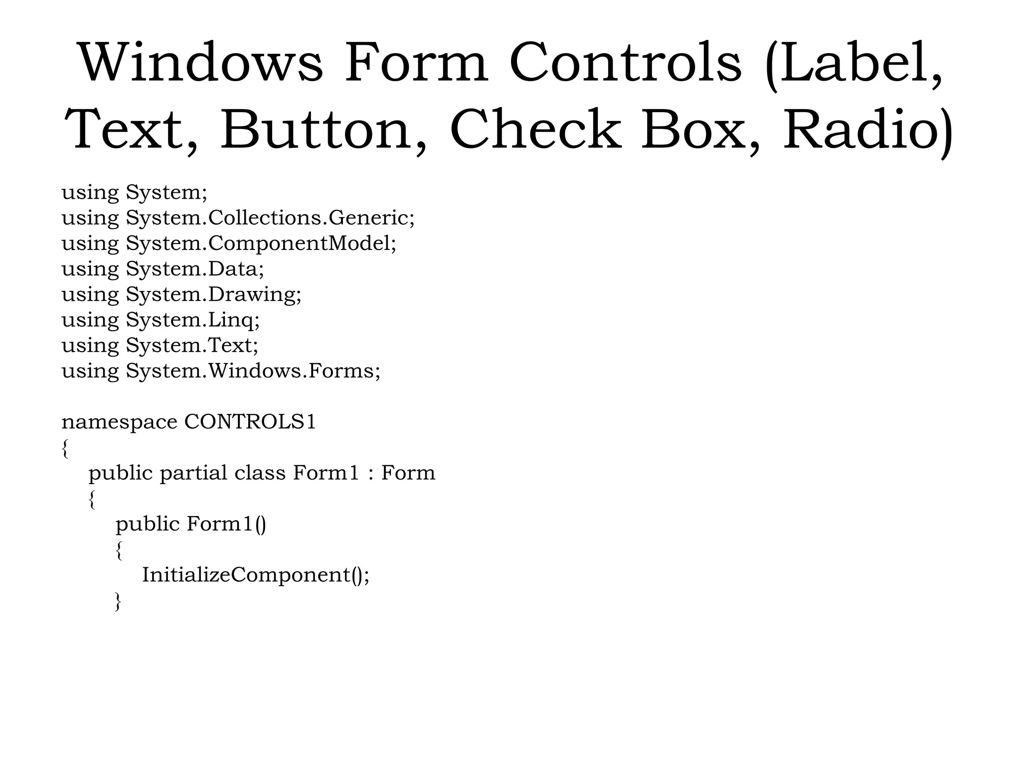 PROGRAMMING USING C# .NET - SARASWATHI RAMALINGAM | PPT