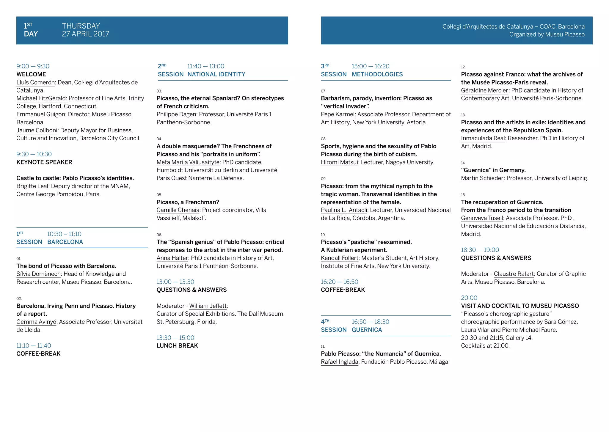 Program of the 3rd International Picasso Congress | PDF