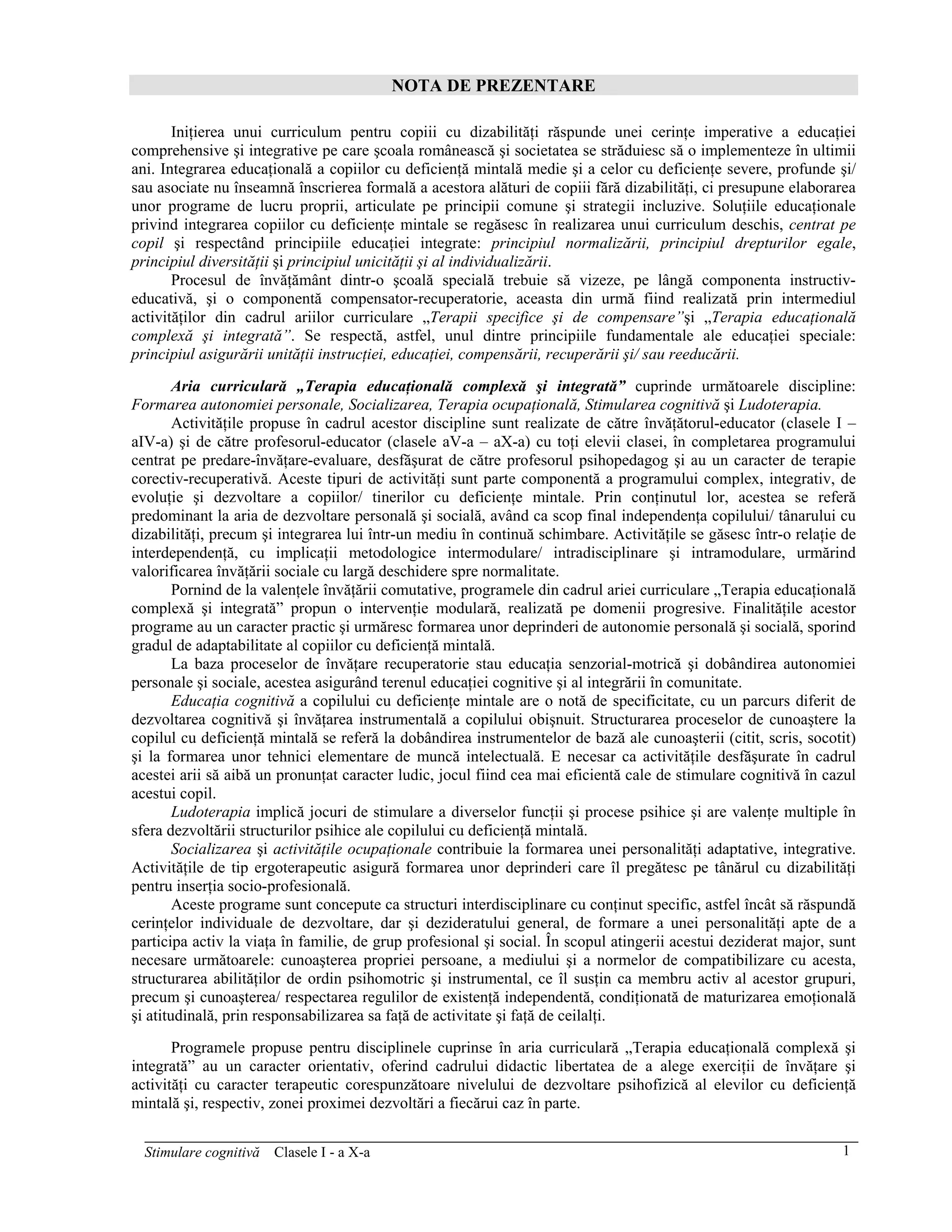 Programa stimulare-cognitiva | PDF