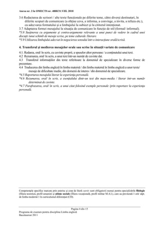 Programa bac 2011_c_limba_engleza | PDF