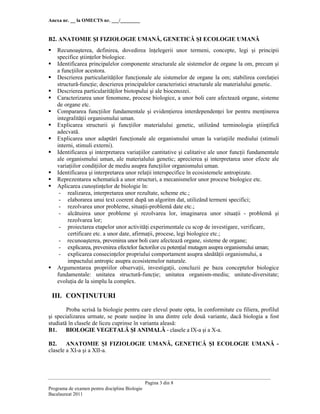 Programa bac biologie | PDF