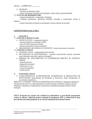 Programa bac biologie | PDF