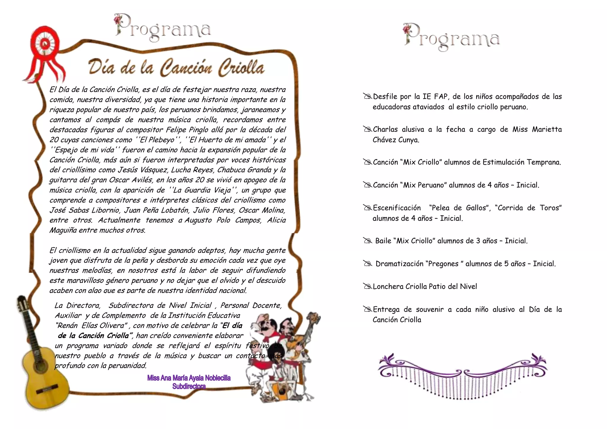 Programa canción criolla | DOCX