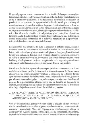 Programación Educativa Escolares con Síndrome de Down | PDF