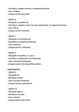 Programació llengua catalana sisè | DOC