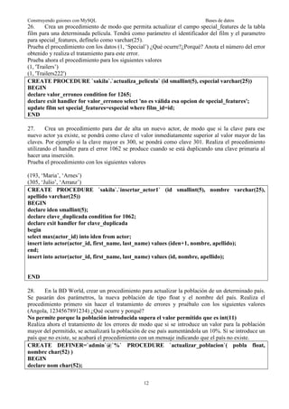 Programación MySQL-Ejercicios | PDF