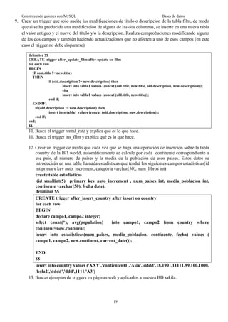 Programación MySQL-Ejercicios | PDF