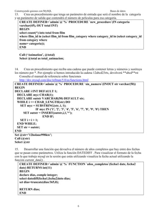 Programación MySQL-Ejercicios | PDF