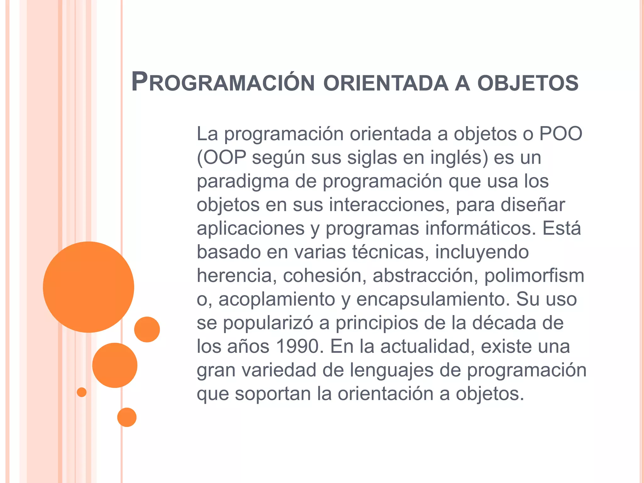 Programación orientada a objetos | PPTX