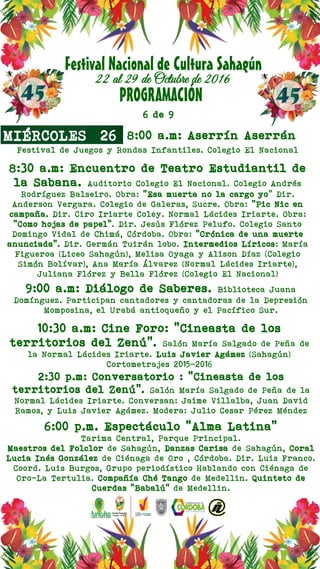 Programación oficial del 45 Festival Nacional de Cultura de Sahagún. | PDF