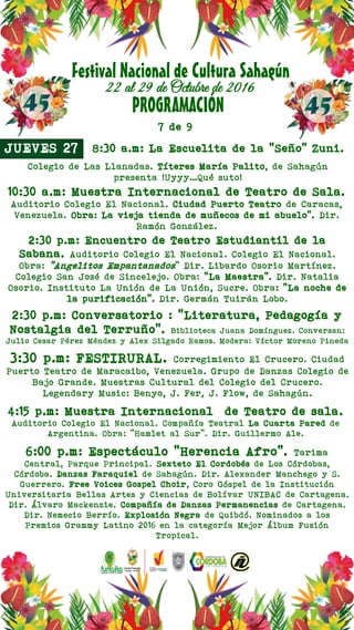 Programación oficial del 45 Festival Nacional de Cultura de Sahagún. | PDF