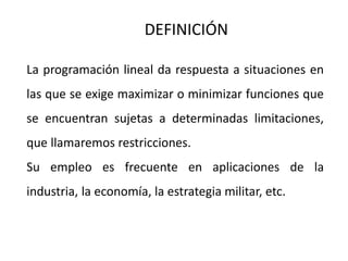 Programacion lineal | PPTX