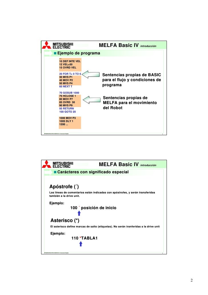 Programacion Melfa Iv 4380