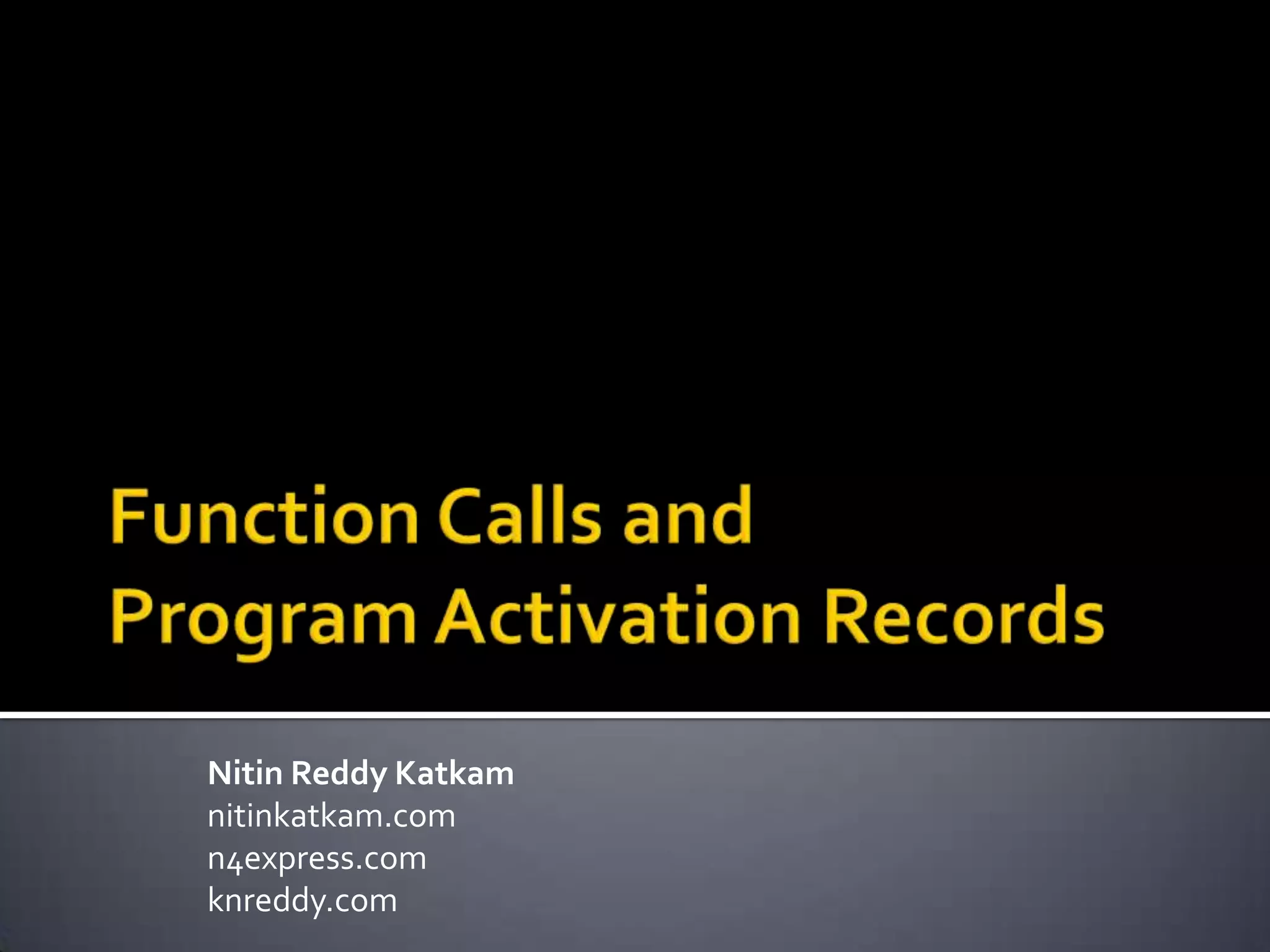 Program Activation Records Ppt
