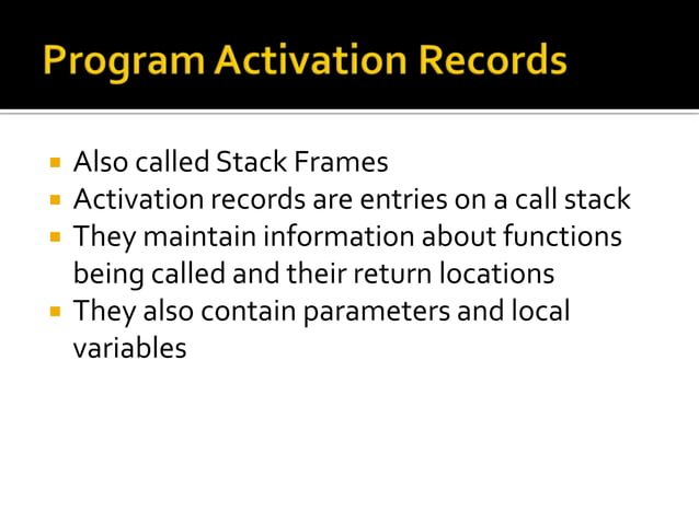 Program activation records | PPTX