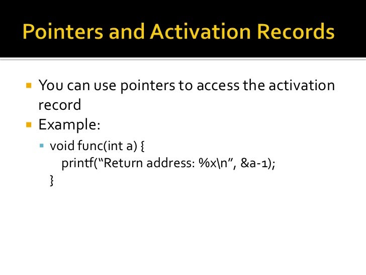 Program activation records