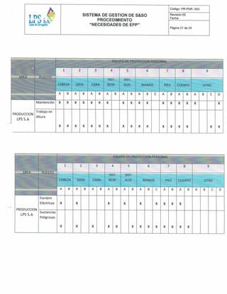 PROGRAMA DE EPP. ELEMENTOS DE PROTECCION PERSONAL | PDF