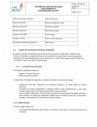 PROGRAMA DE EPP. ELEMENTOS DE PROTECCION PERSONAL | PDF