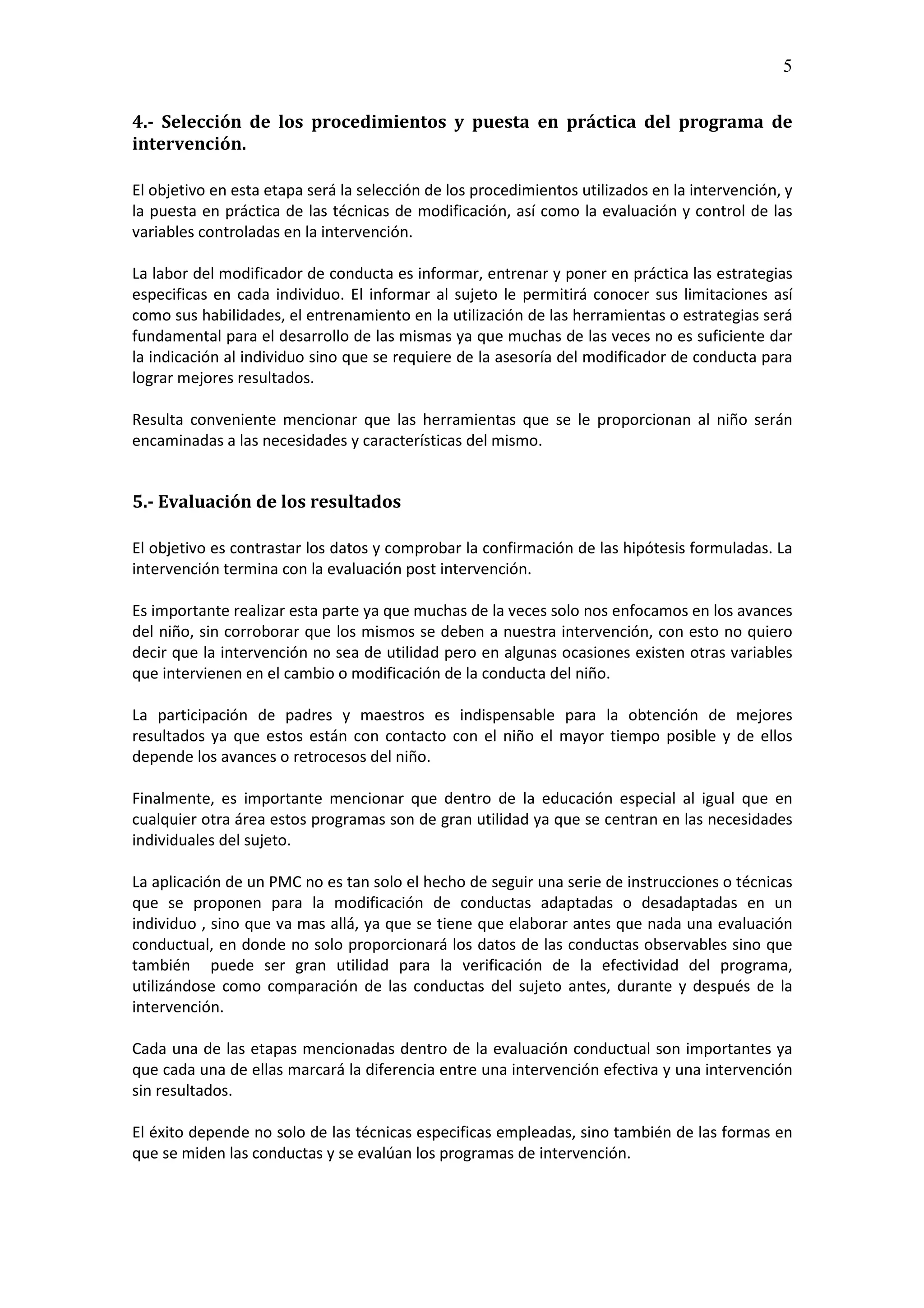 Programa de modificación conductual psicopedagogía | PDF