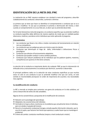 Programa de modificación conductual psicopedagogía | PDF