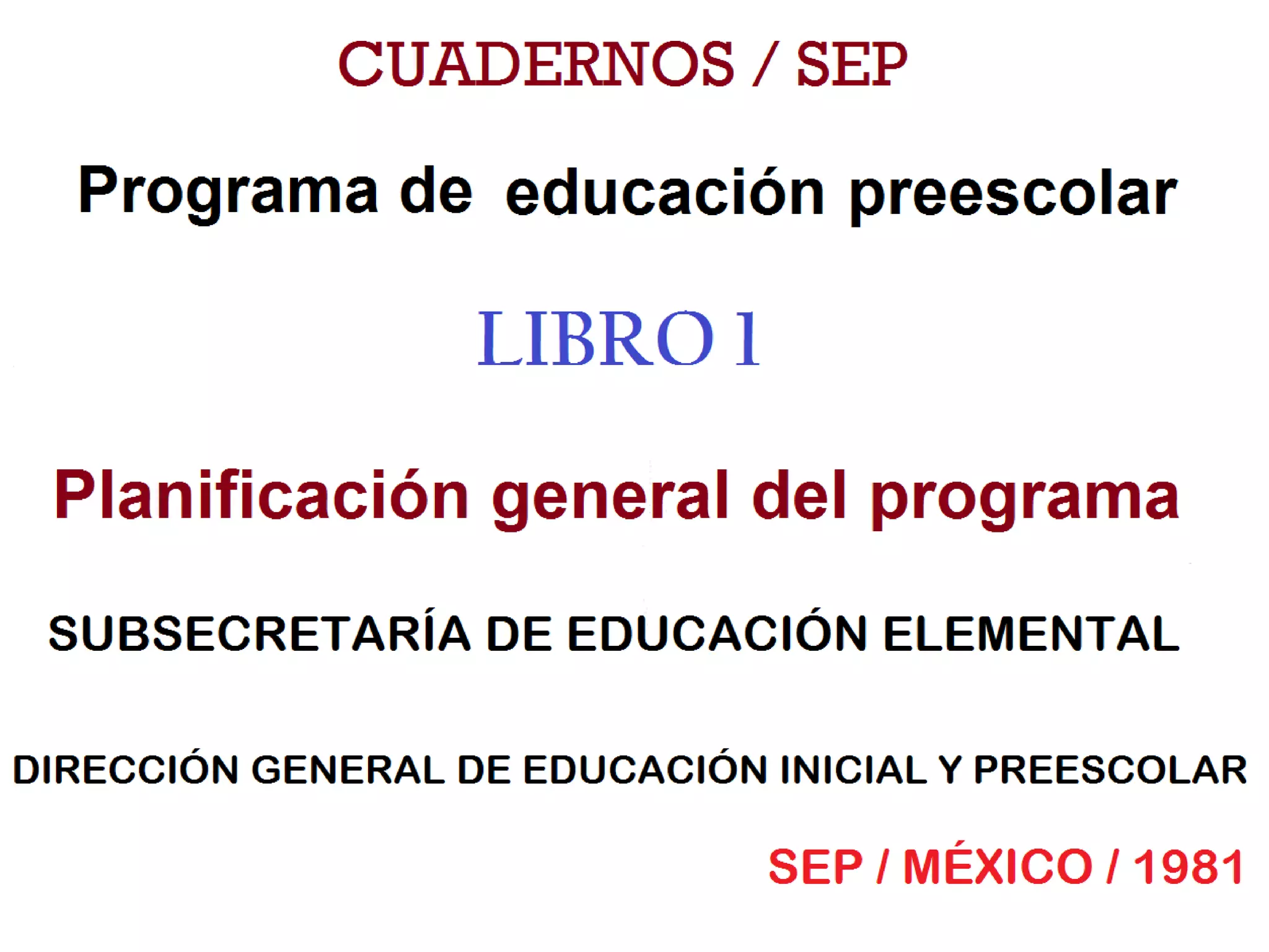Programa educacion preescolar 1981 | PPS