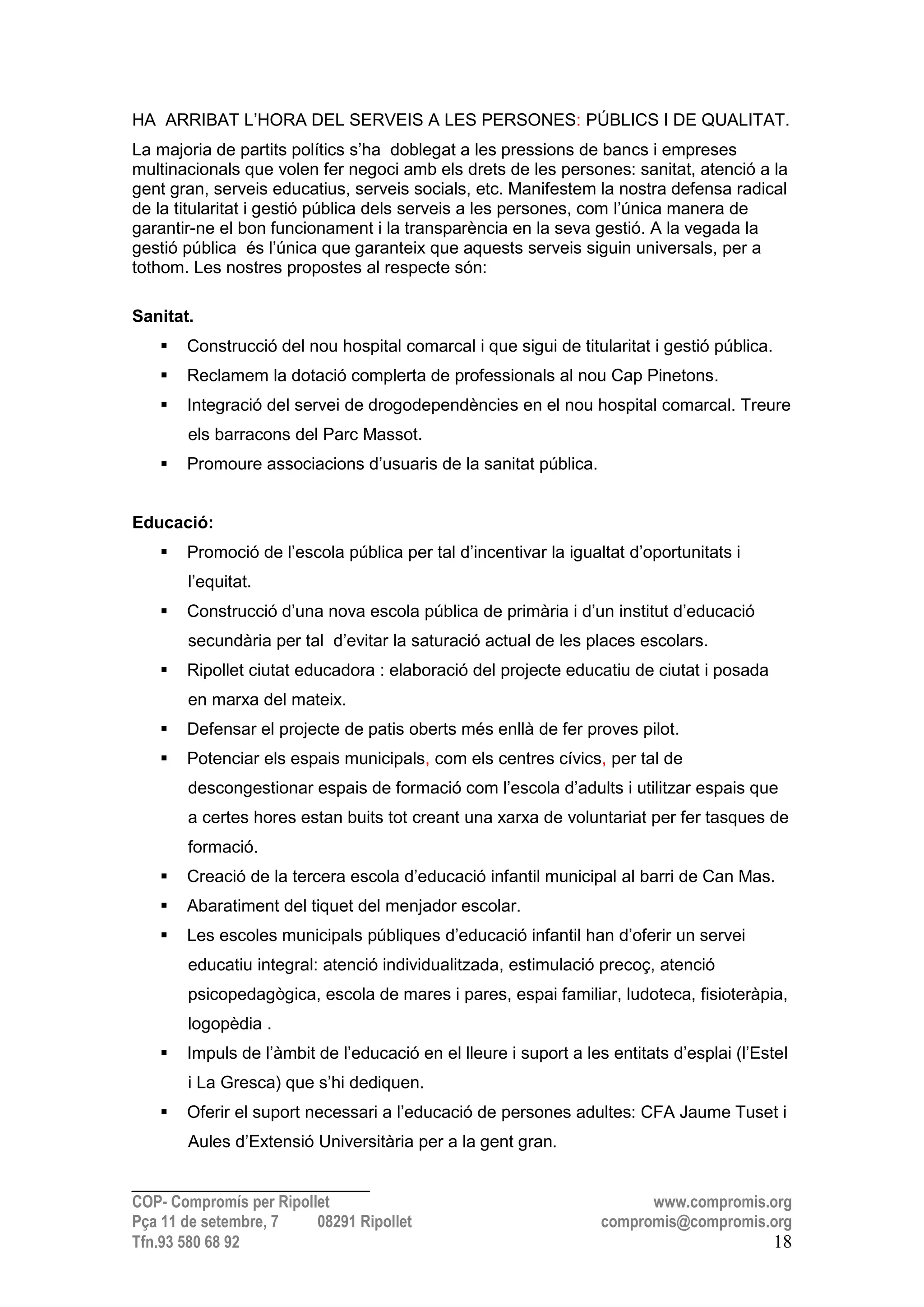 Programa electoral 2011 | PDF