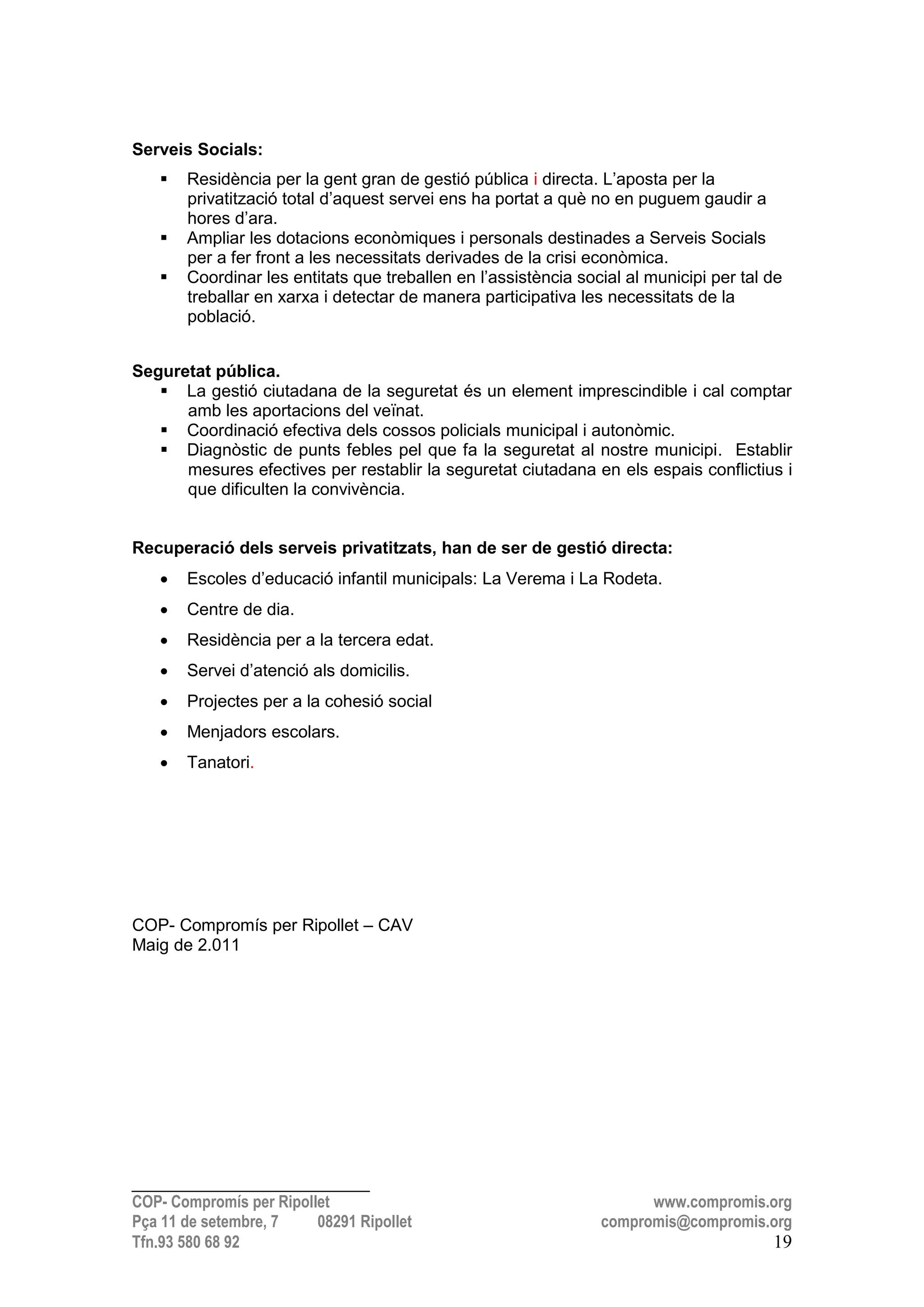 Programa electoral 2011 | PDF