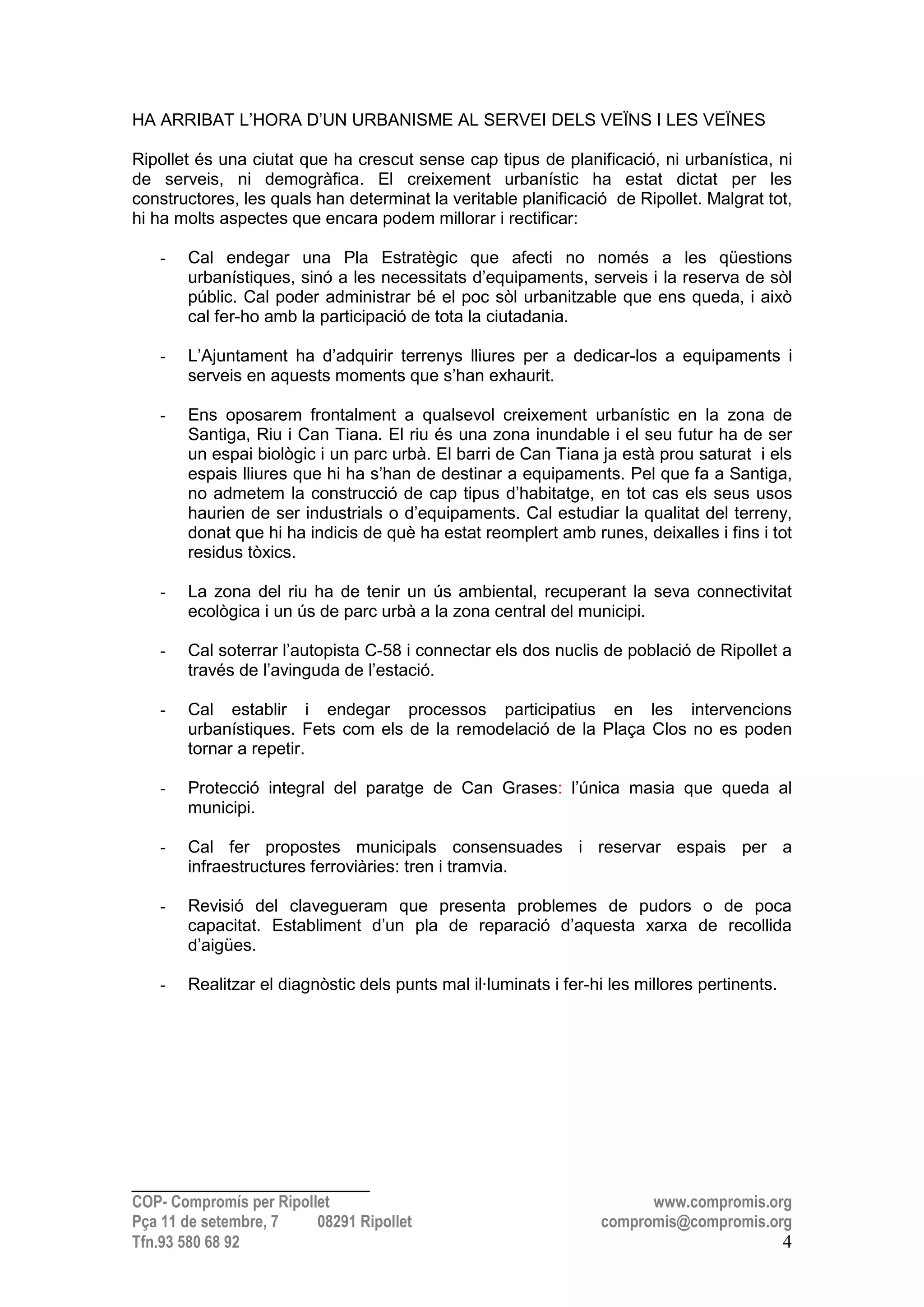 Programa electoral 2011 | PDF