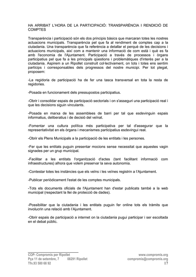 Programa electoral 2011 | PDF