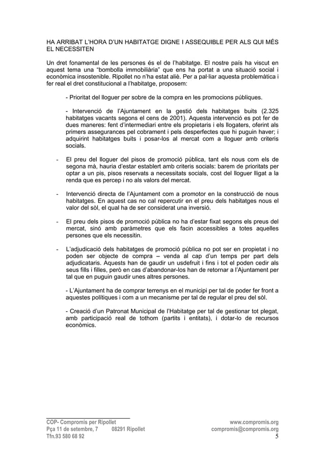 Programa electoral 2011 | PDF